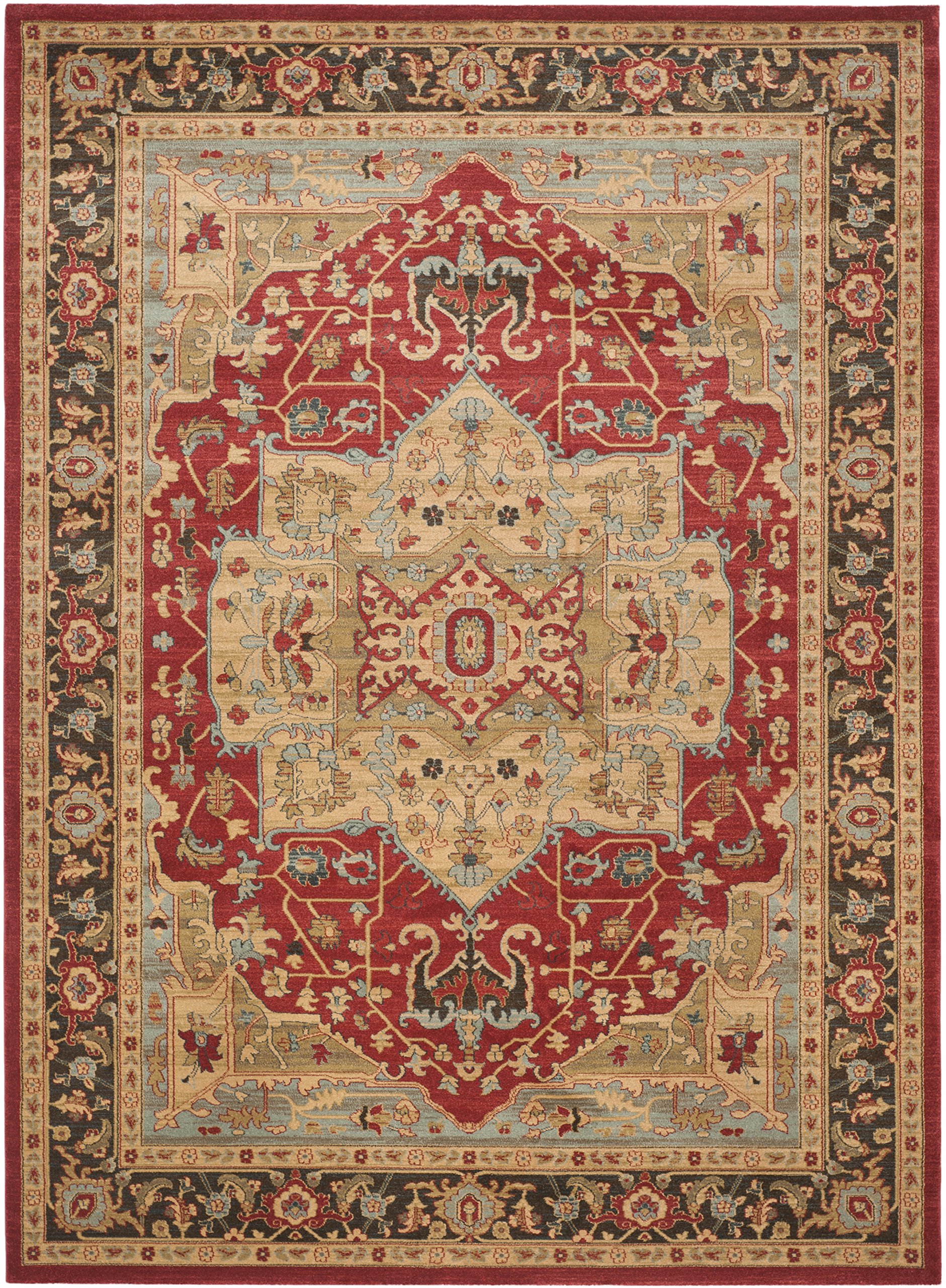 SAFAVIEH Mahal Collection Area Rug - 10' x 14', Navy & Natural, Traditional Oriental Design, Non-Shedding & Easy Care, Ideal for High Traffic Areas in Living Room, Bedroom (MAH656E)