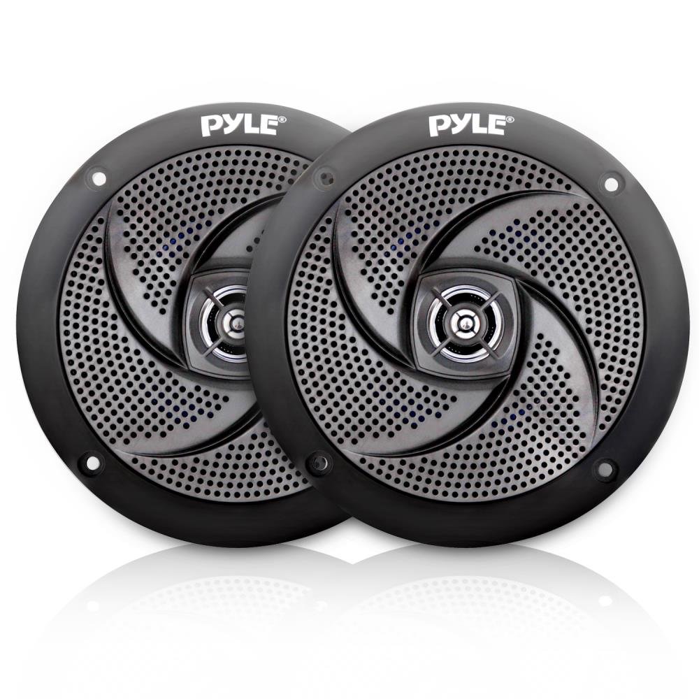 Pyle Marine Speakers - 4 Inch 2 Way Waterproof and Weather Resistant Outdoor Audio Stereo Sound System with 100 Watt Power and Low Profile Slim Style Design - 1 Pair - PLMRS4B (Black)