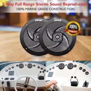 Pyle Marine Speakers - 4 Inch 2 Way Waterproof and Weather Resistant Outdoor Audio Stereo Sound System with 100 Watt Power and Low Profile Slim Style Design - 1 Pair - PLMRS4B (Black)