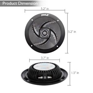 Pyle Marine Speakers - 4 Inch 2 Way Waterproof and Weather Resistant Outdoor Audio Stereo Sound System with 100 Watt Power and Low Profile Slim Style Design - 1 Pair - PLMRS4B (Black)