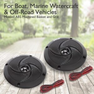 Pyle Marine Speakers - 4 Inch 2 Way Waterproof and Weather Resistant Outdoor Audio Stereo Sound System with 100 Watt Power and Low Profile Slim Style Design - 1 Pair - PLMRS4B (Black)