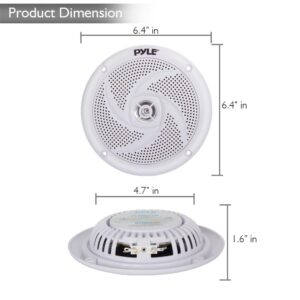 Pyle Marine Speakers - 5.25 Inch 2 Way Waterproof and Weather Resistant Outdoor Audio Stereo Sound System with 180 Watt Power and Low Profile Slim Style - 1 Pair - PLMRS5W (White)