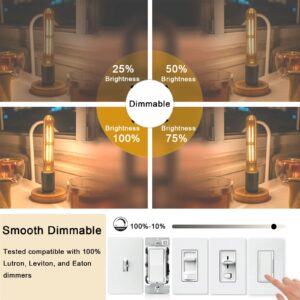 NOVELUX 7.3 Inch E26 Led Bulb 60 watt Dimmable,2700k Soft White Edison Bulbs,6W Tubular T10 Long Clear Glass Light Bulb for Rustic Pendant,Industrial Pipe,Wall Sconces,Chandeliers(4 Pack)