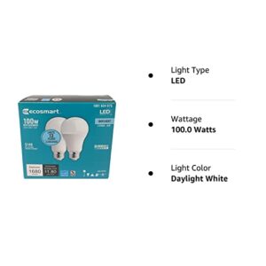 100W Equivalent Daylight A19 Energy Star and Dimmable LED Light Bulb (2-Pack) (Packaging may vary)