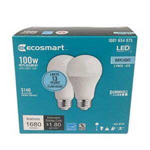 100w equivalent daylight a19 energy star and dimmable led light bulb (2-pack) (packaging may vary)