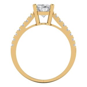 2.21 Ct Oval Cut Clear Simulated Diamond 14K Yellow Gold Solitaire with Accents Engagement Promise Bridal Ring Size 5.25