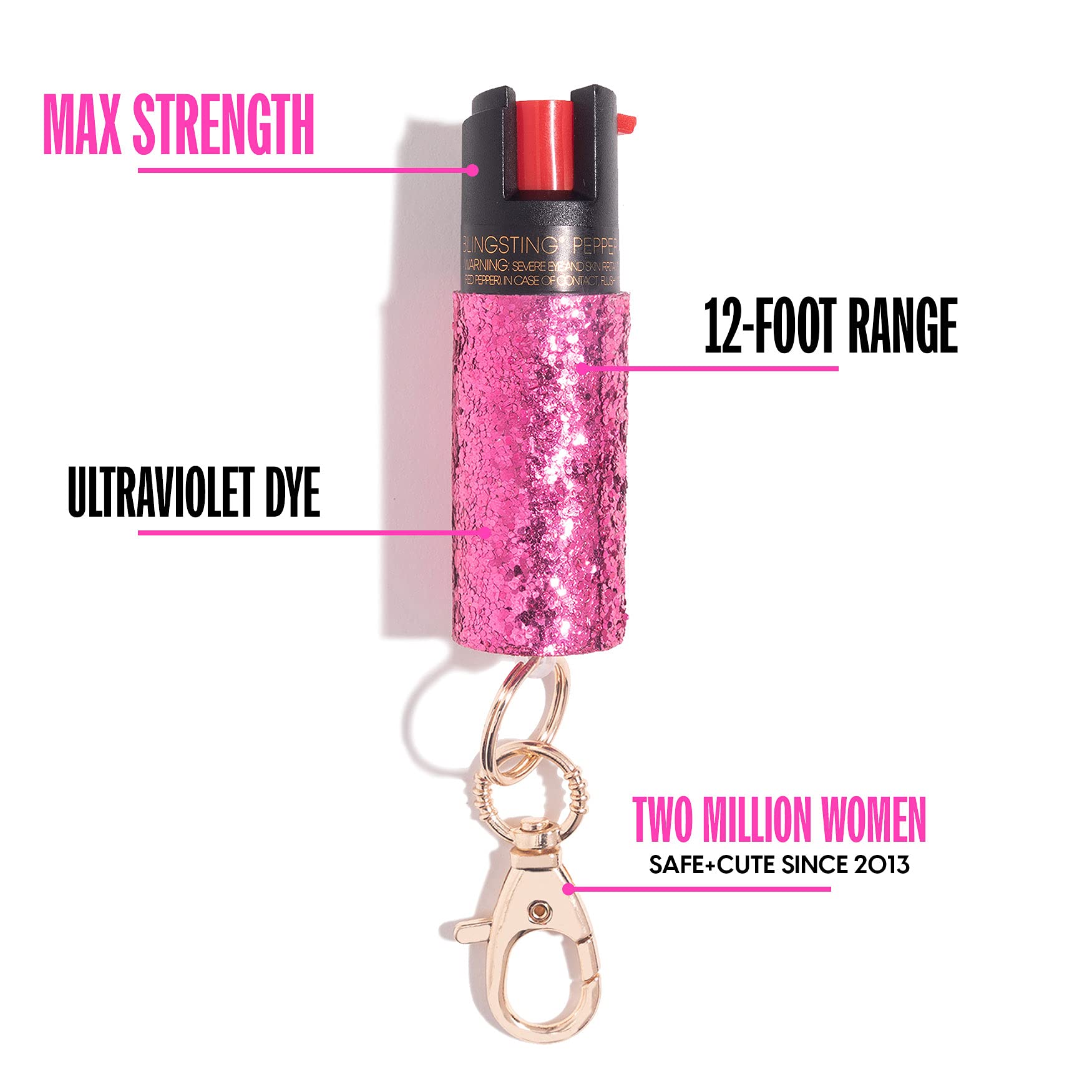 super-cute Self Defense Kit - Professional Grade, Maximum Strength Pepper Spray with UV Marking Dye & Personal Safety Alarm - Pink & Pink