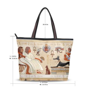 WIHVE Tote Bag Ancient Egypt Egyptian Character Shoulder Handbag Travel Beach Bags