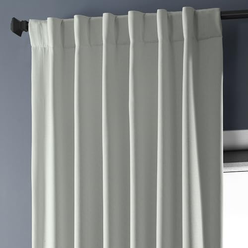 HPD Half Price Drapes Faux Linen Room Darkening Curtains - 108 Inches Long Luxury Linen Curtains for Bedroom & Living Room (1 Panel), 50W X 108L, Oyster