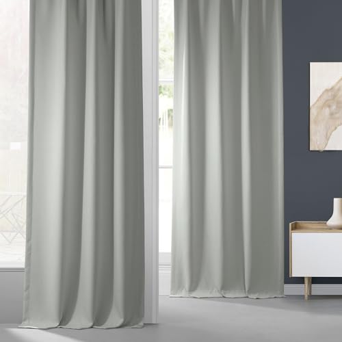 HPD Half Price Drapes Faux Linen Room Darkening Curtains - 108 Inches Long Luxury Linen Curtains for Bedroom & Living Room (1 Panel), 50W X 108L, Oyster