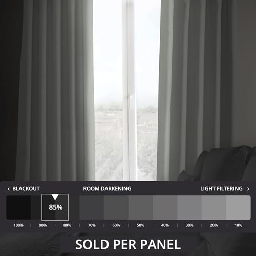 HPD Half Price Drapes Faux Linen Room Darkening Curtains - 108 Inches Long Luxury Linen Curtains for Bedroom & Living Room (1 Panel), 50W X 108L, Oyster