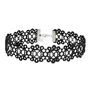 MILAKOO 8 Pcs Women Black Lace Choker 1.2" Width Necklace for Women Best Gifts