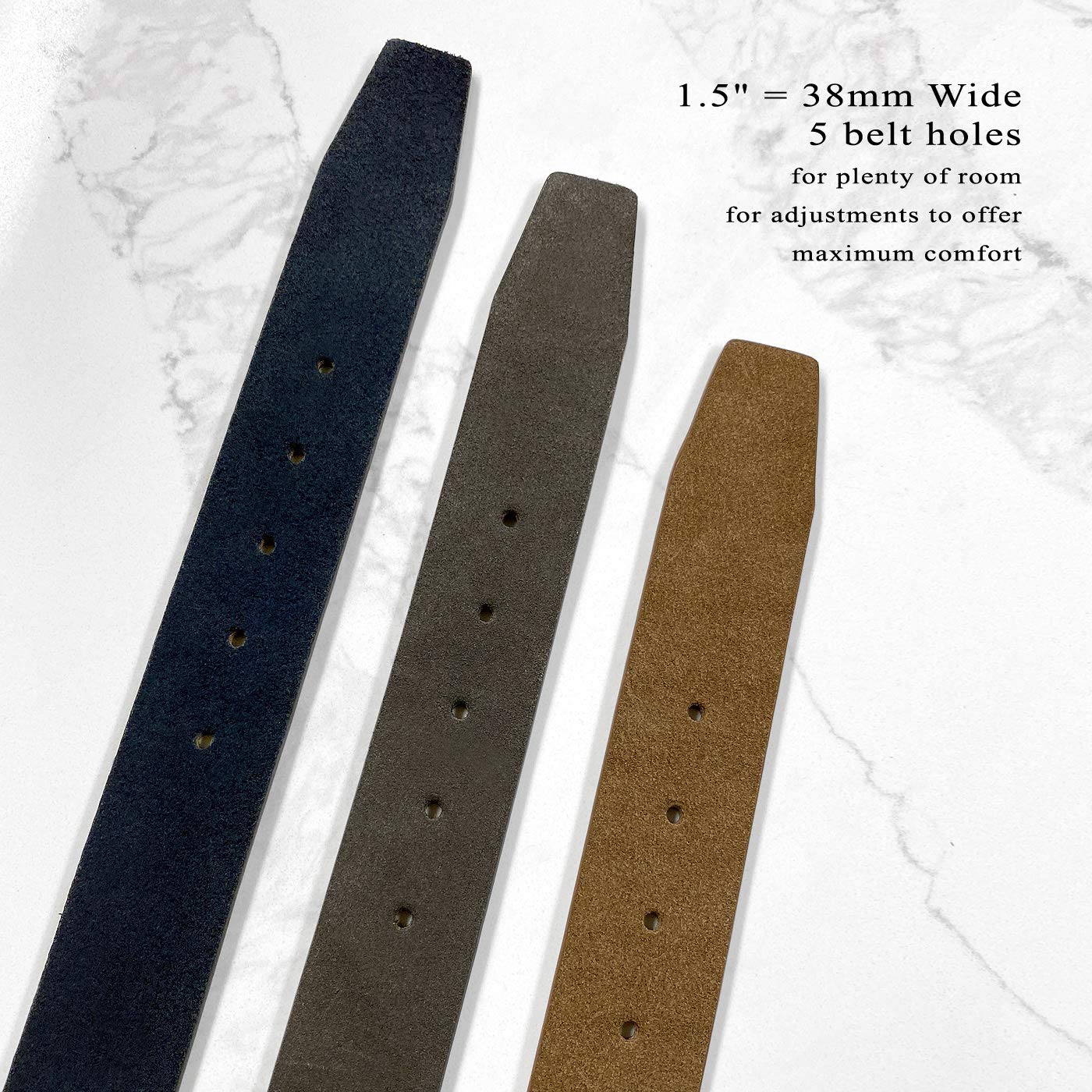 41101 Genuine Leather Suede Belt casual Jean Belt 1-1/2"(38mm) wide (Tan, 36)