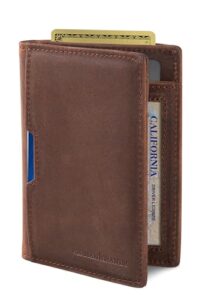 serman brands - wallets for men slim mens leather rfid blocking minimalist card front pocket bifold travel thin (texas brown 5.0)