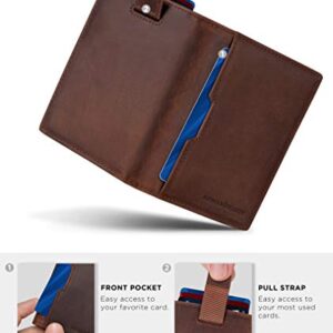 SERMAN BRANDS - Wallets for Men Slim Mens leather RFID Blocking Minimalist Card Front Pocket Bifold Travel Thin (Texas Brown 5.0)