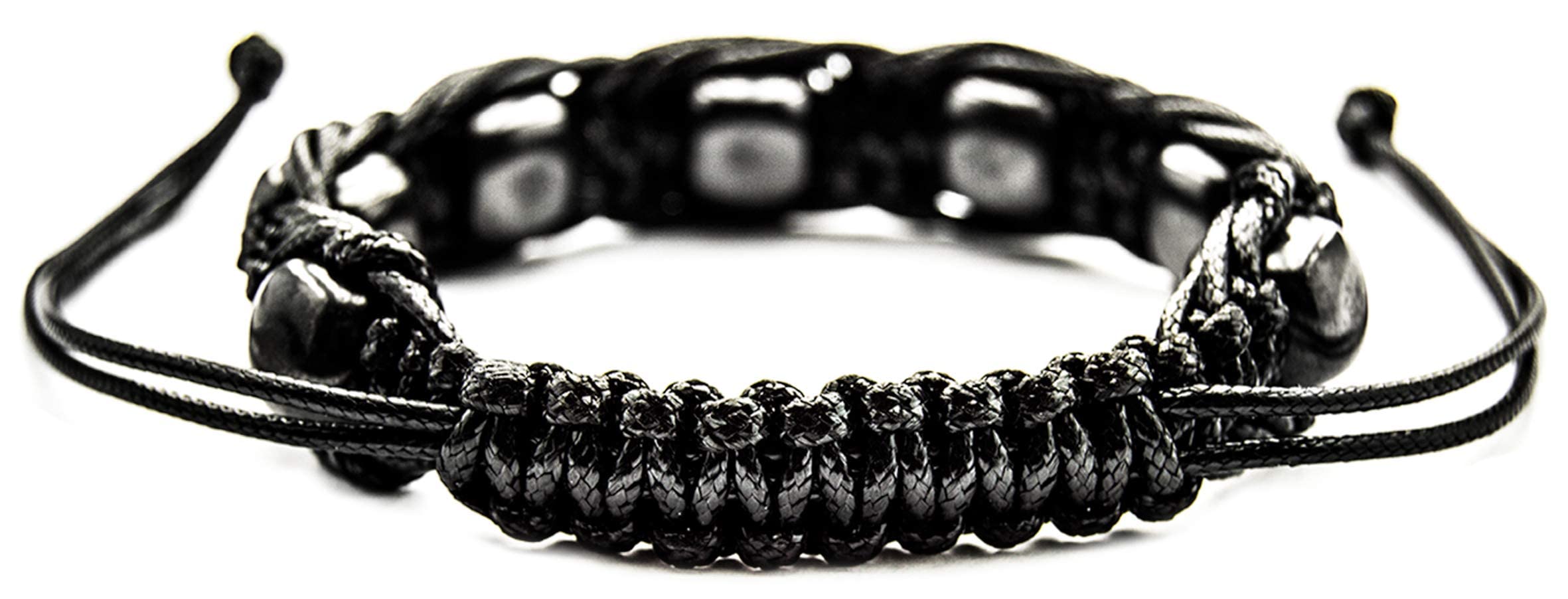 Wallystone Gems Shungite Bracelets - Arachne Black - for Mens - Woman - Brided Dense Beaded - Adjust Wirst Size - Each one has a Certificate of Authenticity