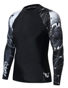 huge sports wildling series uv protection quick dry compression rash guard (shark,l)