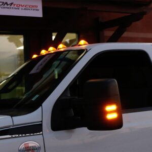 iJDMTOY Smoked Lens Switchback LED Side Mirror Marker Lamps Compatible With 2008-16 Ford F250 F350 F450 Super Duty, (2) Smoked Lens, White LED Parking Light, Amber LED Turn Signal Light