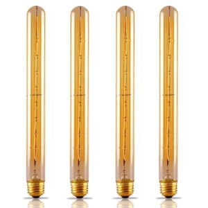 ctkcom t10/t300 40w amber vintage edison bulb， e26 medium base，2200k-2300k tubular bulb nostalgic tungsten filament antique bulb amber glass for industrial wall sconce pendant lighting-(4 pack)