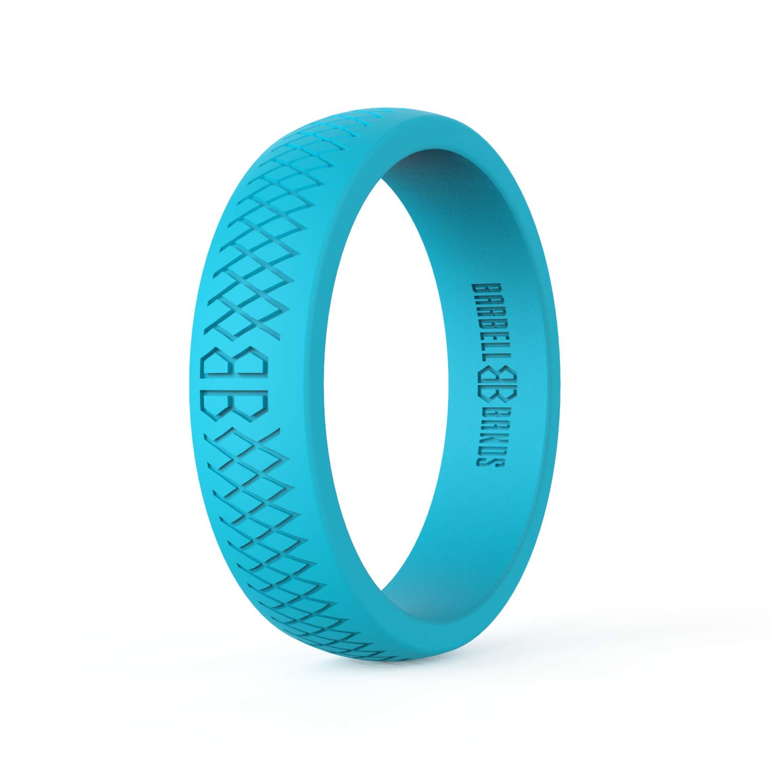 Barbell Bands Silicone Ring For Women - Premium Rubber Wedding Band For Fitness Recreation Outdoor Lifestyle - (Aqua, 8)