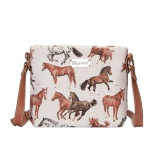 signare tapestry crossbody bag shoulder purse for women in running horse (xb02-rhor)