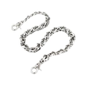 uniqsum strong skull flat soft curved leash wallet chain biker punk key chain sj01s (silver)