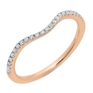 dazzlingrock collection round white diamond stackable curved contour guard band for women (0.20 ctw, color i-j, clarity i1-i2) in 14k white gold size 7