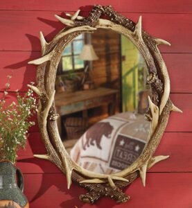 black forest decor oval antler mirror