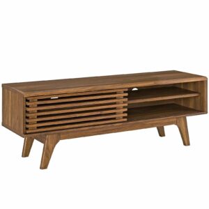 modway render 48" mid-century modern low profile media console tv stand, 48 inch, walnut