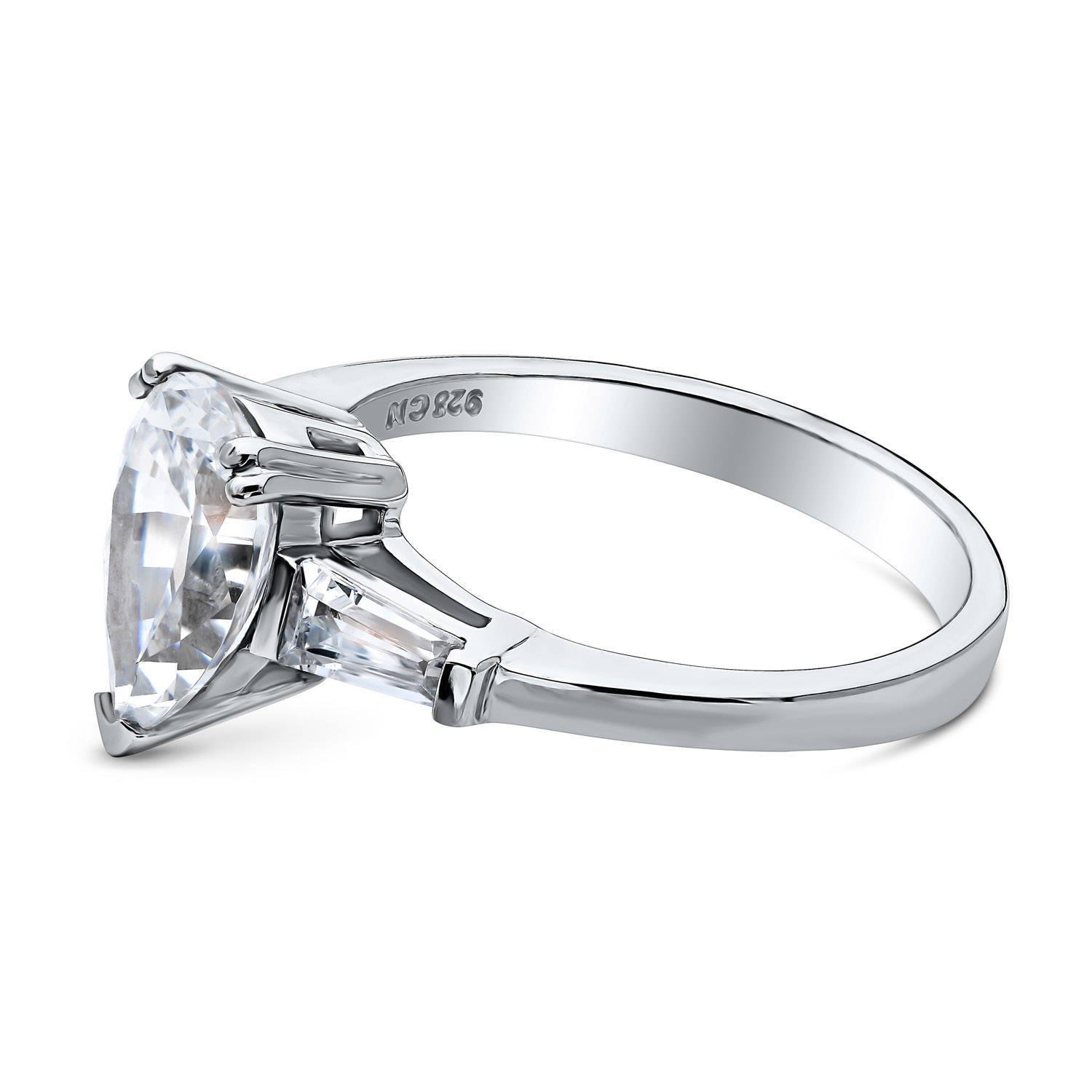 BERRICLE Sterling Silver Solitaire Wedding Engagement Rings 1.8 Carat Pear Cut Cubic Zirconia CZ Promise Ring for Women, Rhodium Plated Size 6.5