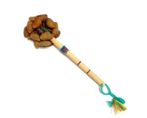 natural cacho seed pod shell nut shaker bamboo wooden handle stick rattle maraca handmade percussion gifts peruvian musical instrument