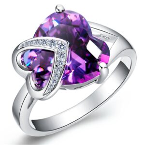 uloveido lady fashion statement jewelry arrow love purple ring synthetic alexandrite ring for mom gifts for women love forever j130 (size 9)