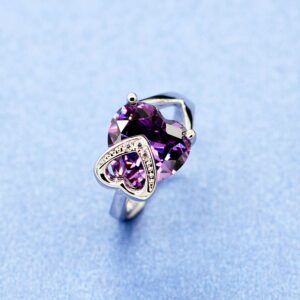 Uloveido Lady Fashion Statement Jewelry Arrow Love Purple Ring Synthetic Alexandrite Ring for Mom Gifts For Women Love Forever J130 (size 9)