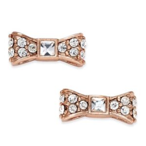 Kate Spade New York "Ready Set Bow" Pave Stud Earrings, Rose Gold Tone