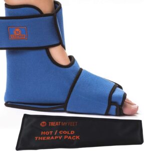 foot & ankle pain relief hot/cold therapy system - foot ice pack wrap - relieve foot and ankle aches & pains from injuries using compression wrap packs for ankles and feet. heat or freeze gel insert