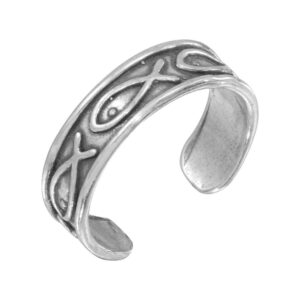 sterling silver religious fish symbol adjustable toe ring