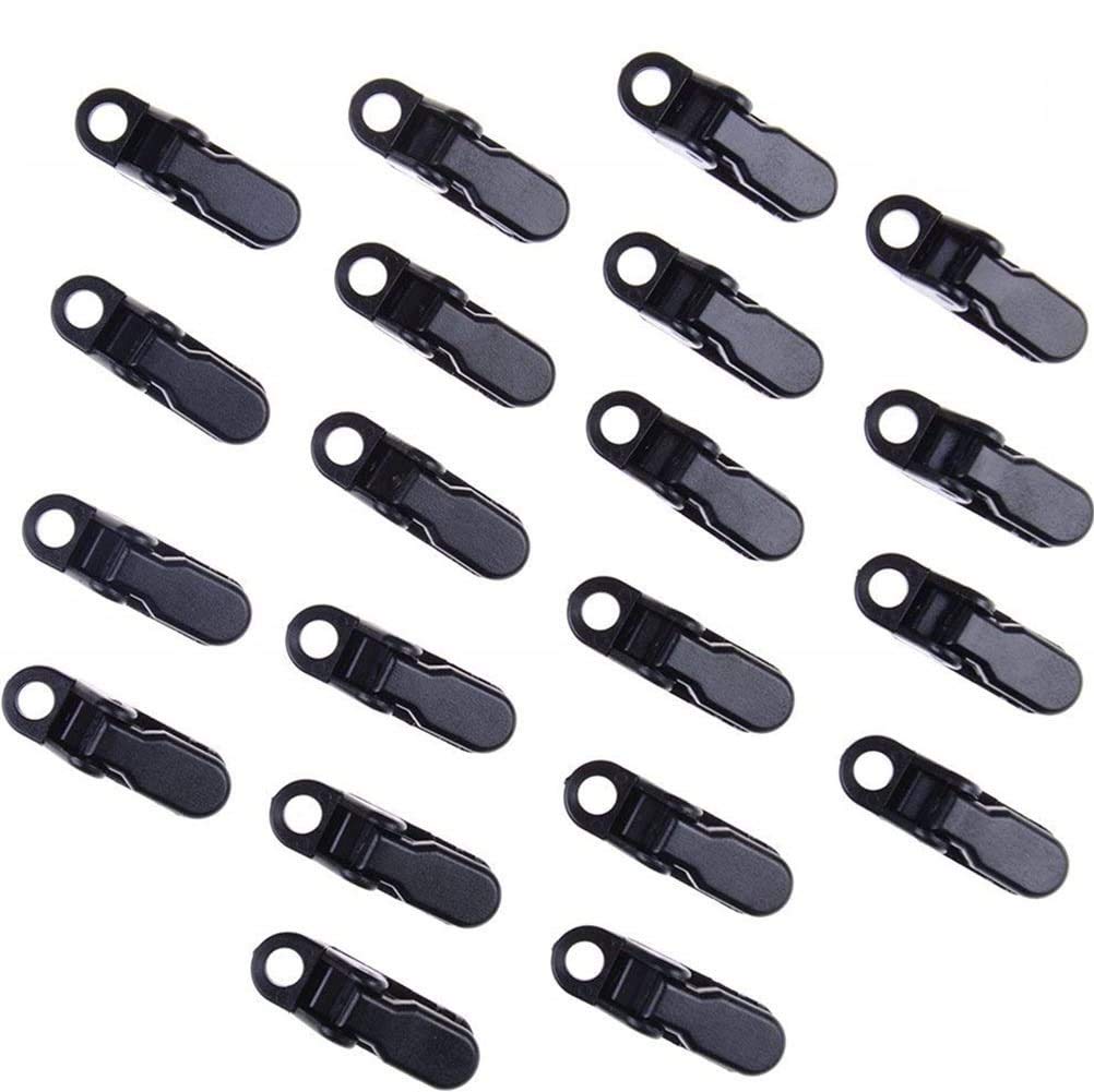 Warmshine 20 Pack Small Clamp Tarp Awning Clamp Set Tarp Clips Black Trap Clips Jaw Tent Snaps Camping Clamp Clips Tent Tighten for Outdoors