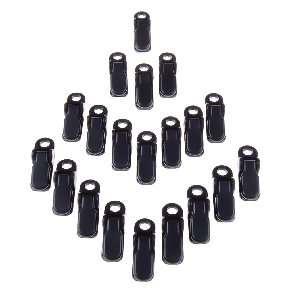 Warmshine 20 Pack Small Clamp Tarp Awning Clamp Set Tarp Clips Black Trap Clips Jaw Tent Snaps Camping Clamp Clips Tent Tighten for Outdoors