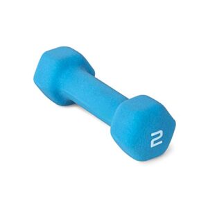 cap barbell neoprene coated dumbbell weights, 2 pound, single, blue