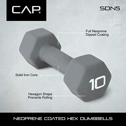 CAP Barbell Neoprene Coated Dumbbell Weights, 2 Pound, Single, Blue