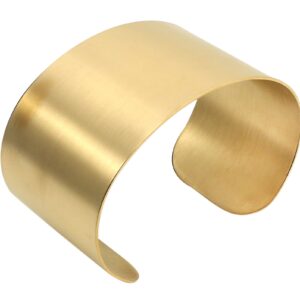 COUYA Gold Plated Wide Matt Cuff Bangle Bracelets for Women Blank Satin Bracelet Wristband Adjustable Size