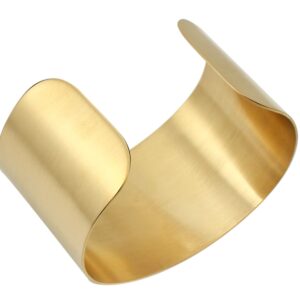 COUYA Gold Plated Wide Matt Cuff Bangle Bracelets for Women Blank Satin Bracelet Wristband Adjustable Size