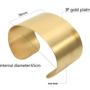 COUYA Gold Plated Wide Matt Cuff Bangle Bracelets for Women Blank Satin Bracelet Wristband Adjustable Size