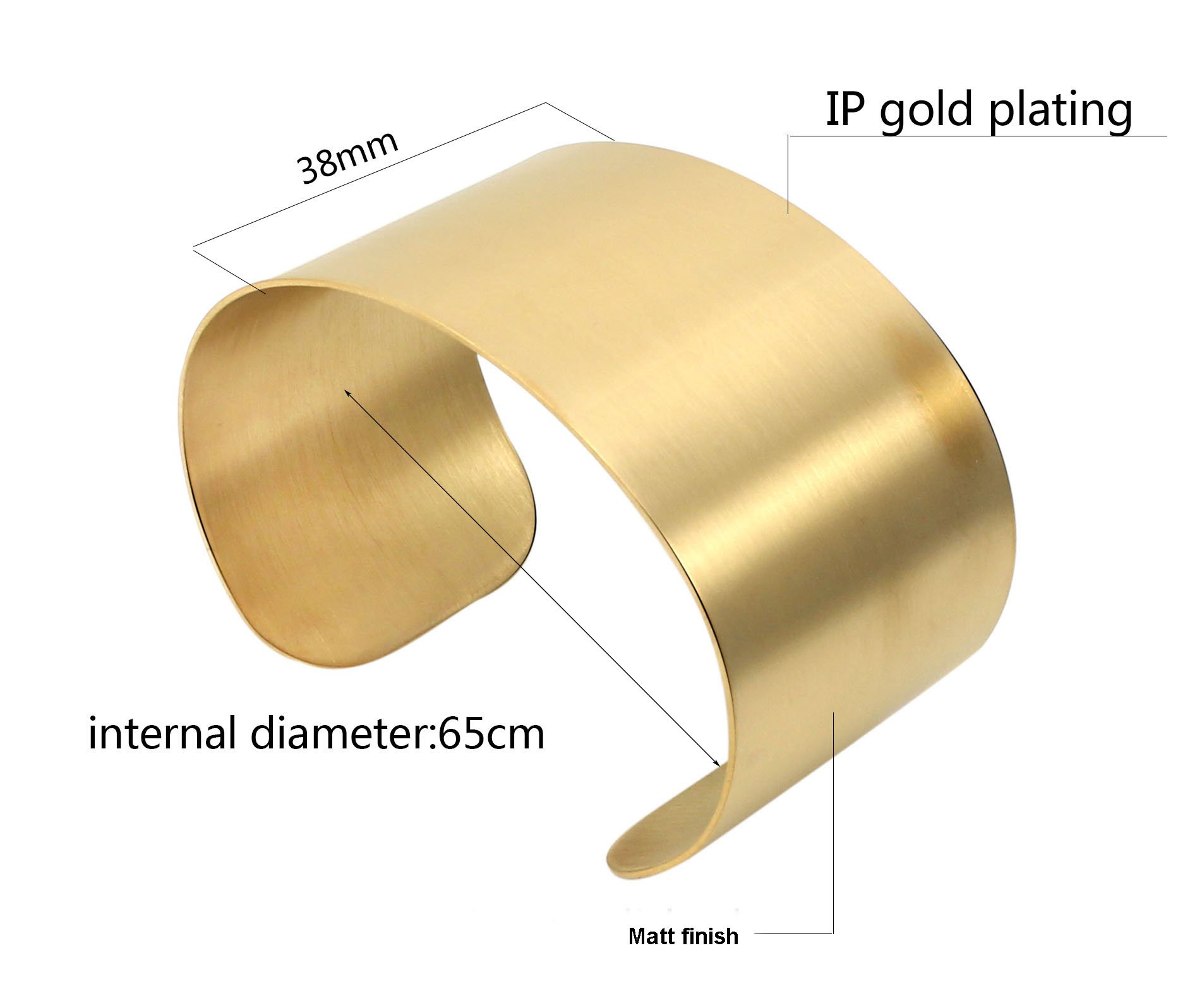 COUYA Gold Plated Wide Matt Cuff Bangle Bracelets for Women Blank Satin Bracelet Wristband Adjustable Size