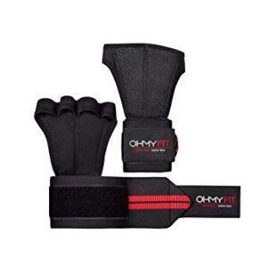 OHMY FIT All-in-One Wrist Wrap Glove: Elevate Your Workout with Ventilation, Callus Prevention & Wrist Support - 22" L x 3" W. Ideal for Powerlifting, Strength Training, CrossFit. (Medium)