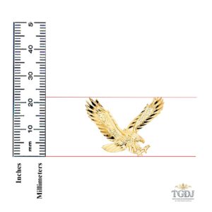 TGDJ 14K Yellow Gold Eagle Charm Medium Pendant For Necklace or Chain (Height 22 MM Width 30 MM)