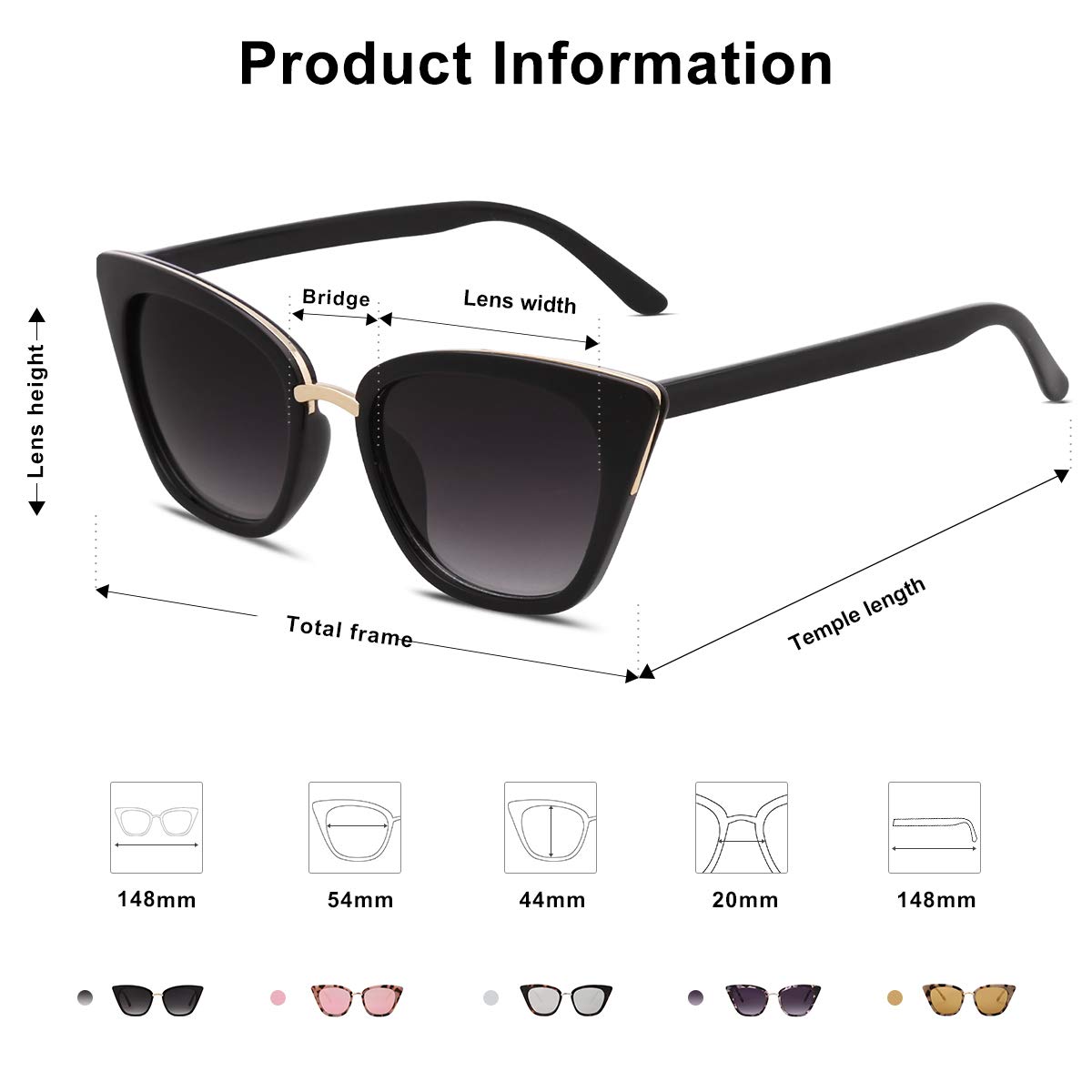 SOJOS Cat Eye Designer Sunglasses Fashion UV400 Protection Glasses SJ2052 with Black Frame/Gradient Grey Lens