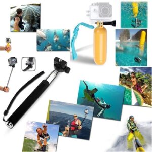 Action Camera Accessories Kit Compatible with Gopro Hero 12 11 10 9 8/AKASO EK7000 Brave 4 Brave 7 LE V50X/Dragon Touch/Insta360 X3 X2, Selfie Stick Floating Handle Grip Car Suction Cup Mount