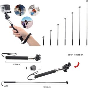 Action Camera Accessories Kit Compatible with Gopro Hero 12 11 10 9 8/AKASO EK7000 Brave 4 Brave 7 LE V50X/Dragon Touch/Insta360 X3 X2, Selfie Stick Floating Handle Grip Car Suction Cup Mount