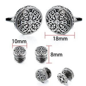 HAWSON Vintage Cufflinks and Tuxedo Shirt Studs for Men Retro Flower Pattern Best Wedding Business Gifts for Men with Box